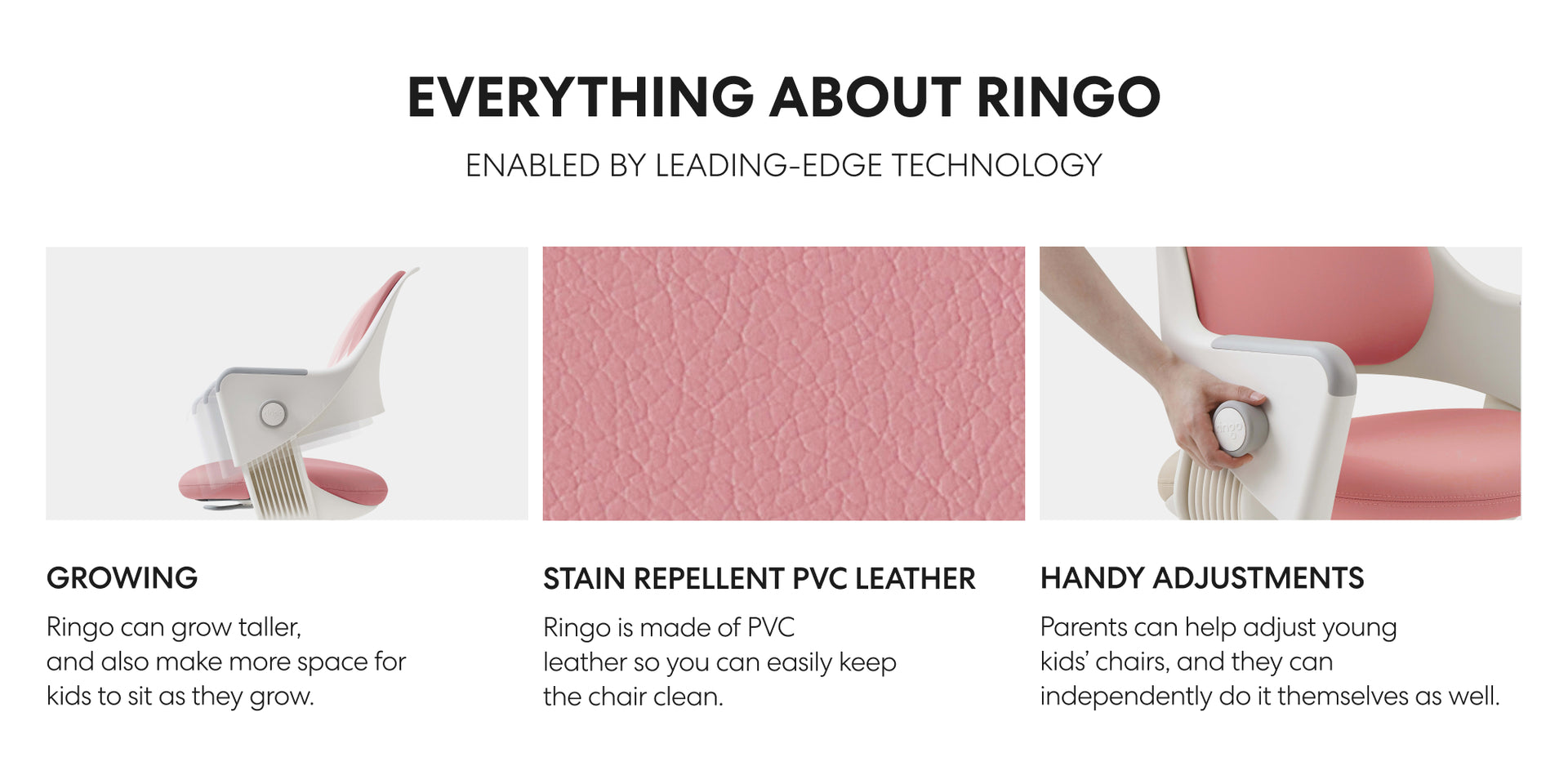 Ringo Ergonomic Kids Chair with Footrest Pink Seat | SIDIZ AUSTRALIA