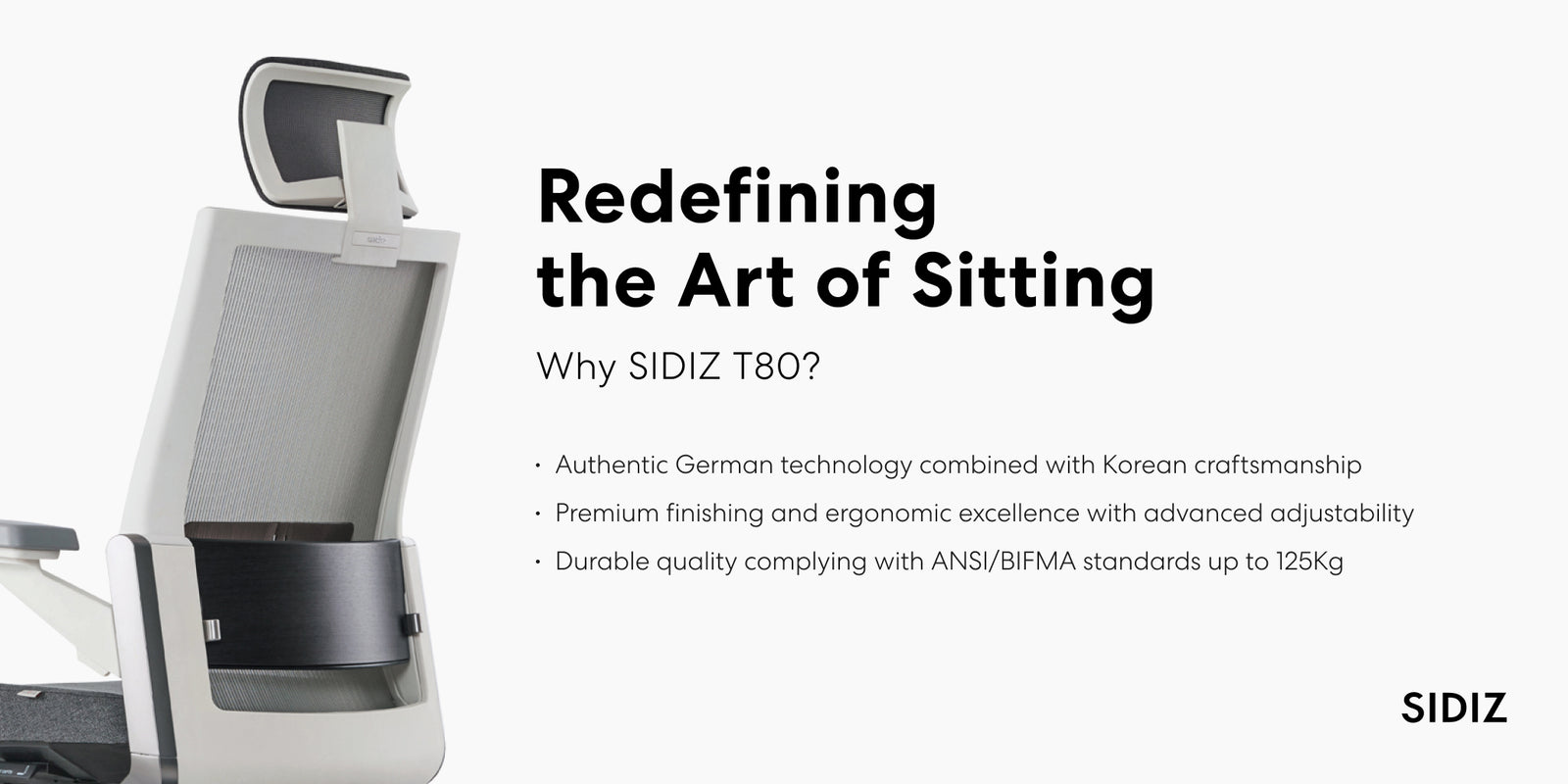 T80 White Home Office Ergonomic Desk Chair | SIDIZ AUSTRALIA